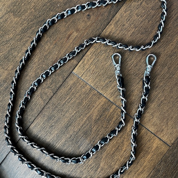 Bandolier | Bags | Bandolier Black And Silver Chain Chanel Style Strap ...